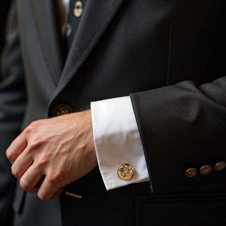 Luxury Custom Mechanical Cufflinks for Men Personalized Engraved ...