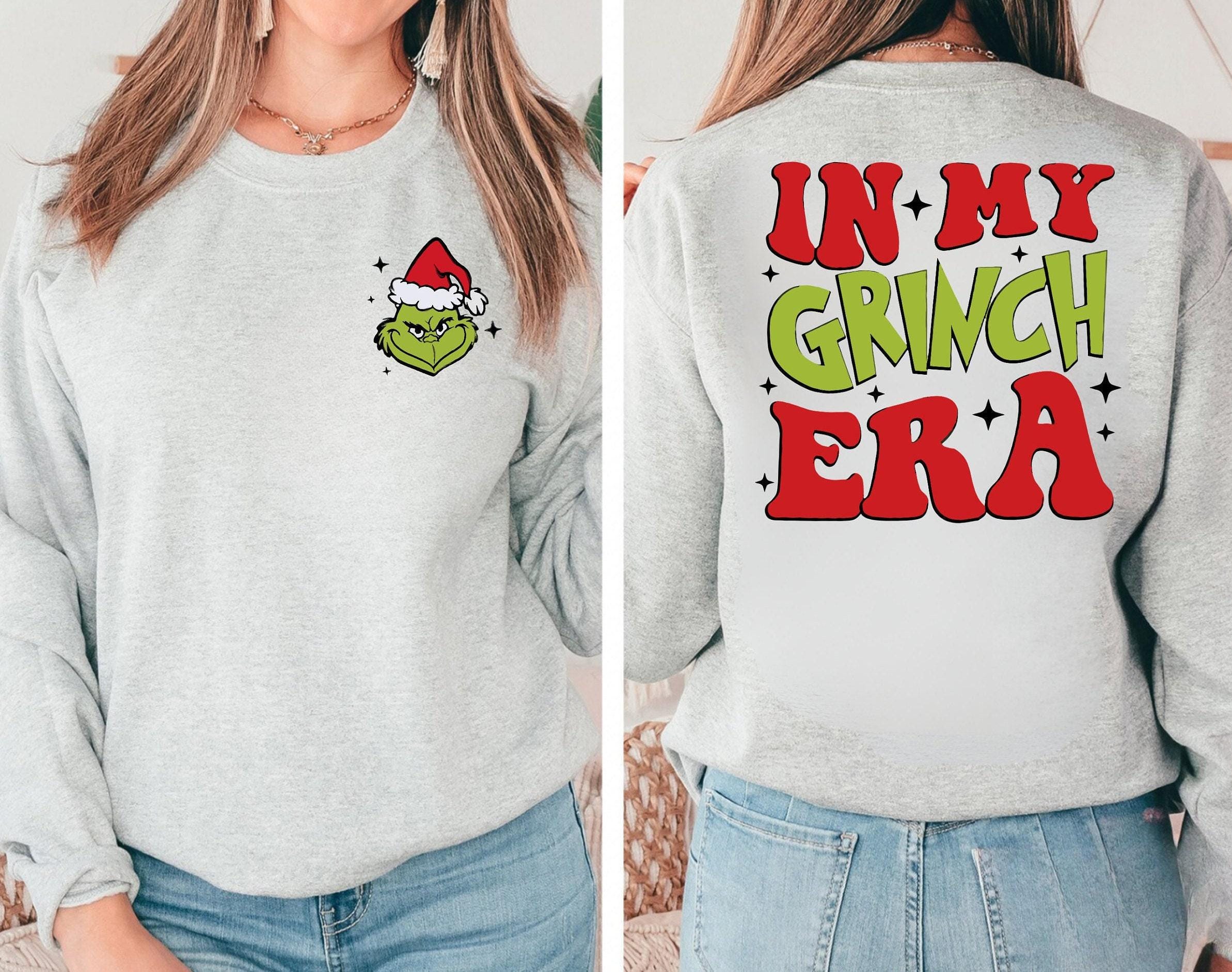 In My Grinch Era Two Sided Christmas Hoodie and Sweatshirt, Grinch Era ...
