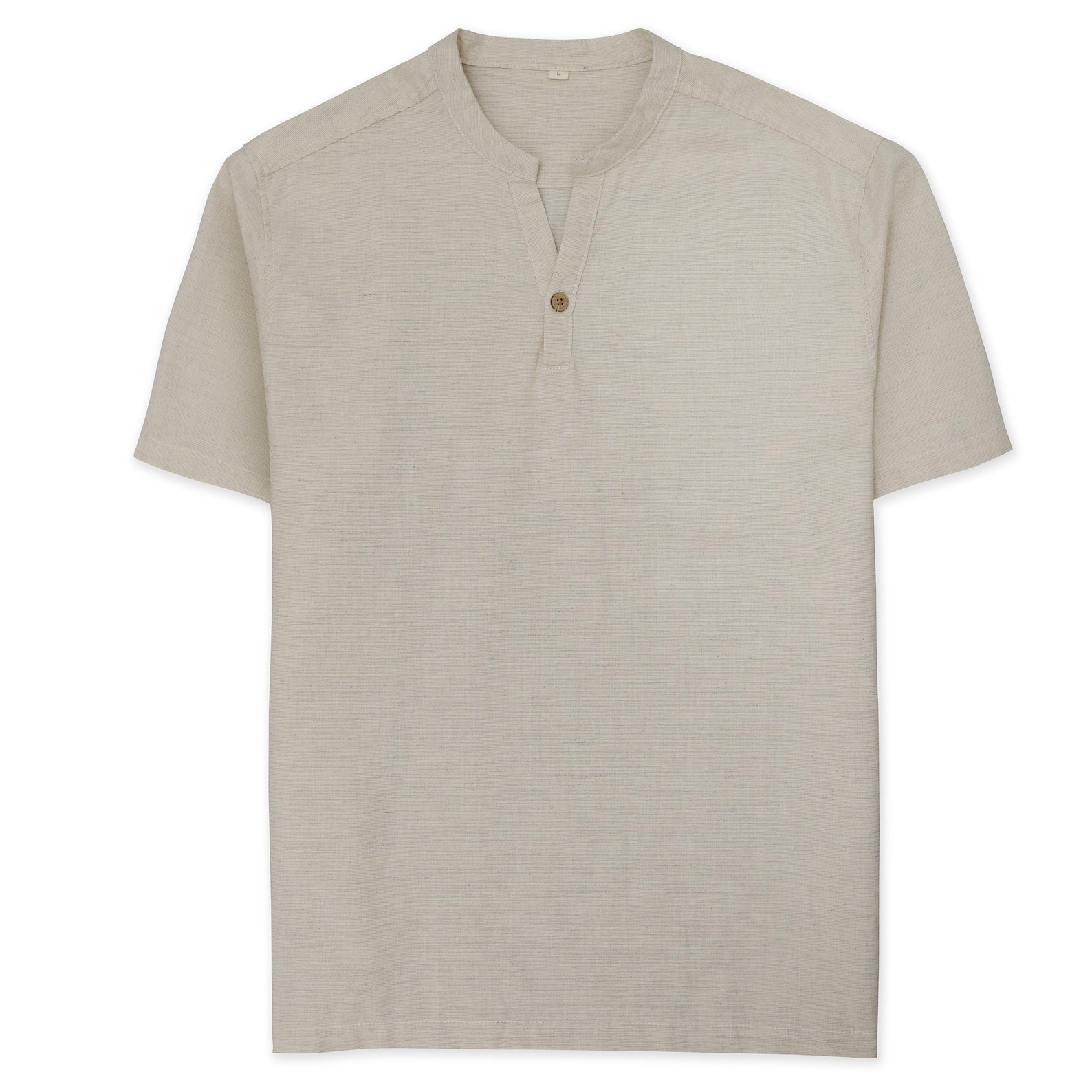 Men's Linen Cotton Henley Shirt: Short Sleeve Band Collar Summer Top - Etsy