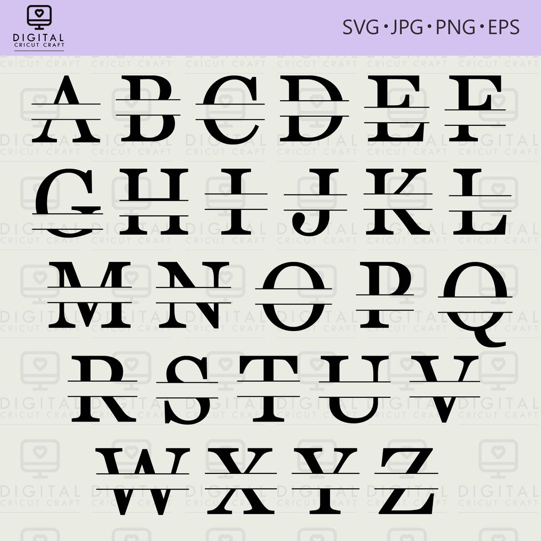 Split Monogram Alphabet Letters, A-Z Alphabet Split Monogram SVG, 26 ...
