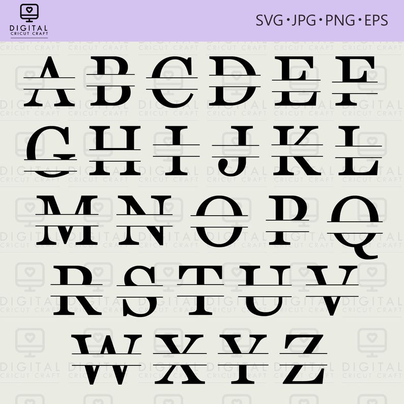 Split Monogram Alphabet Letters, A-Z Alphabet Split Monogram SVG, 26 ...