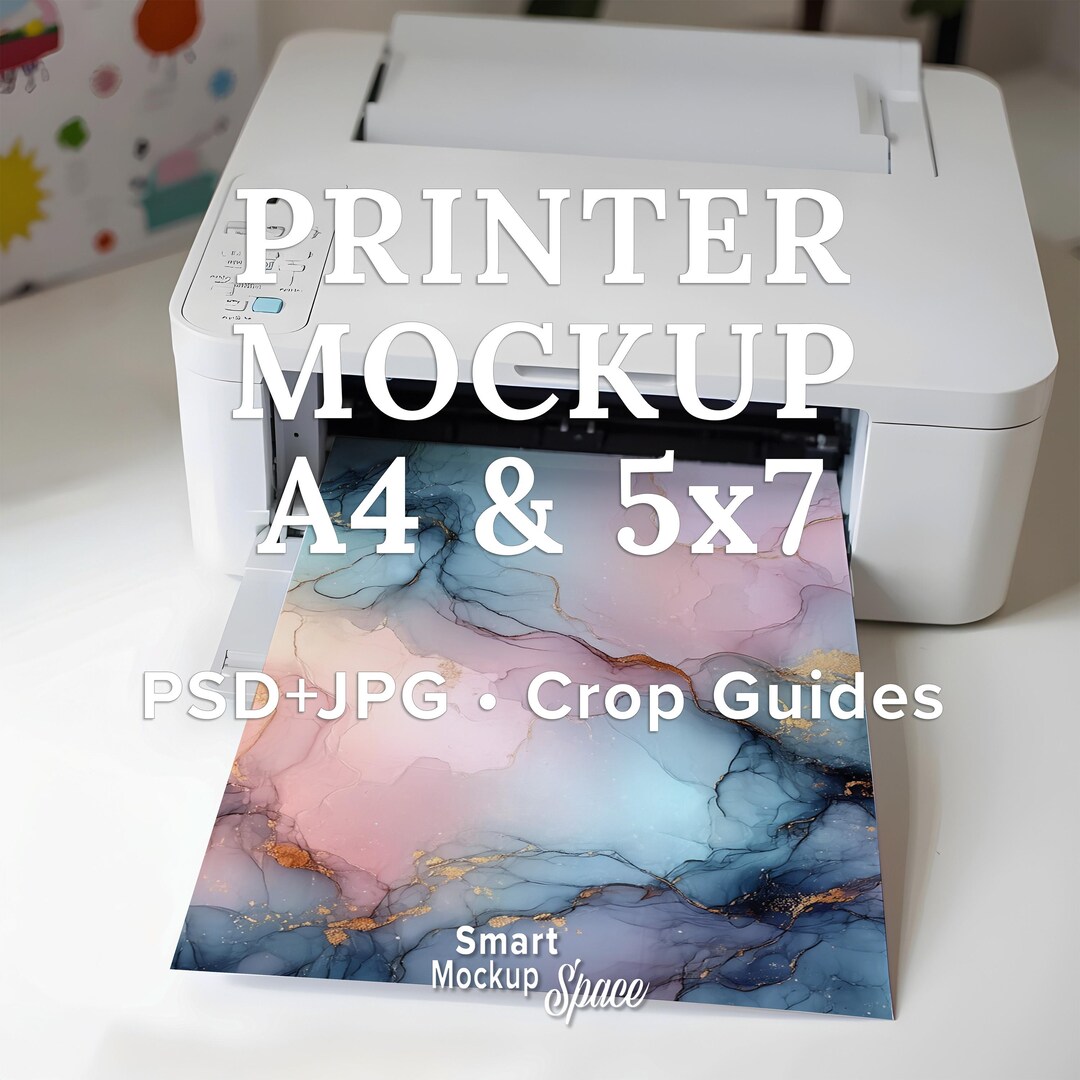 A4, 5x7, 1x1 Inkjet Printer Page Mockup | PSD JPG Smart Object Layers ...