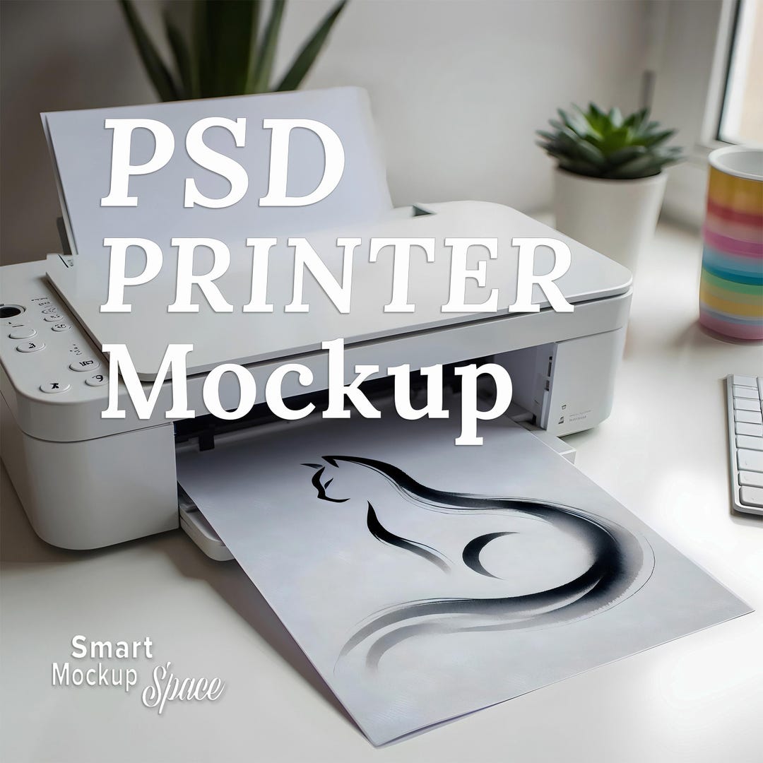 A4 5x7 Printer Page Mockup | Clean Modern Desk Setup | PSD Smart Object ...