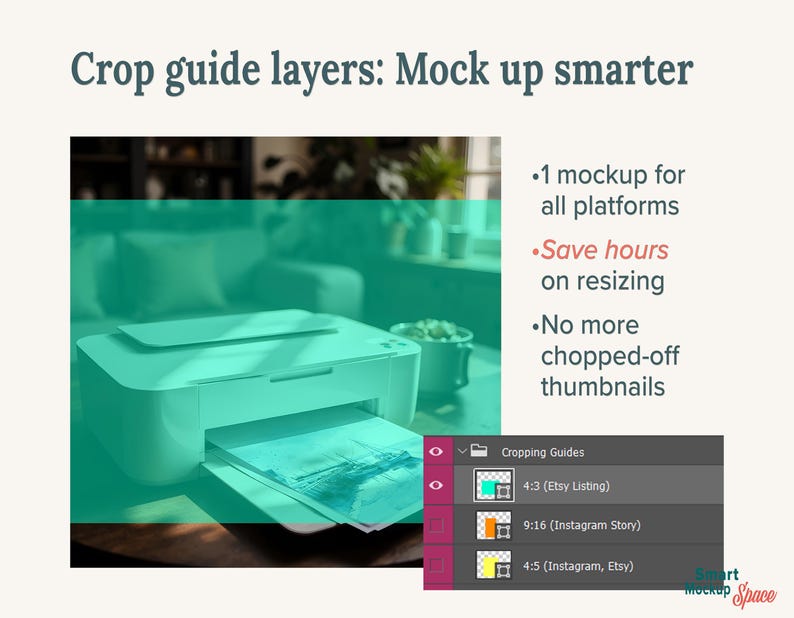 PSD Drucker Mockup: Rustikale Szene, Showcase Digitale Produkte, Smart ...