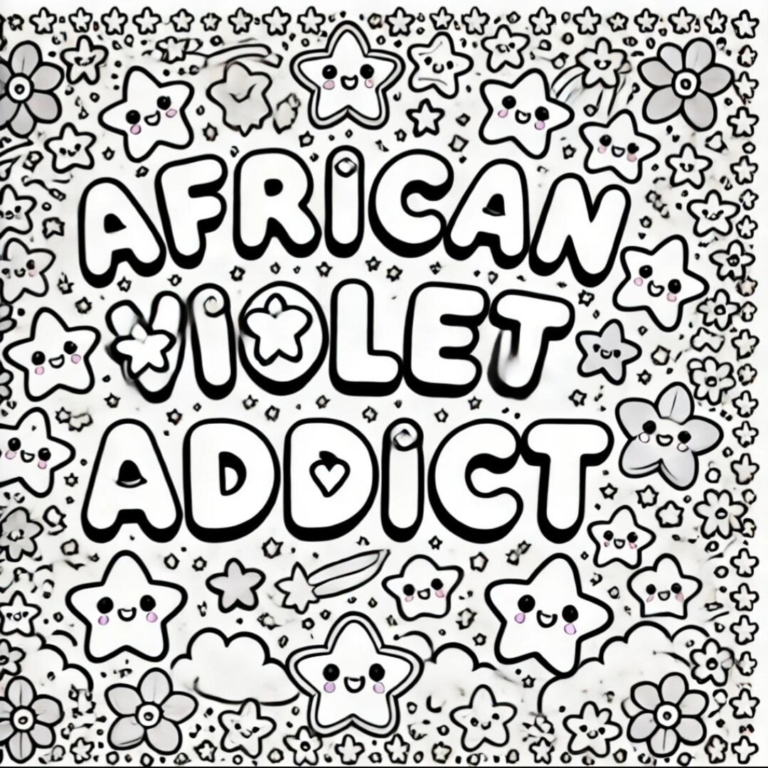 African Violet Coloring Book: Floral Art, Plant Lover Gift (digital ...