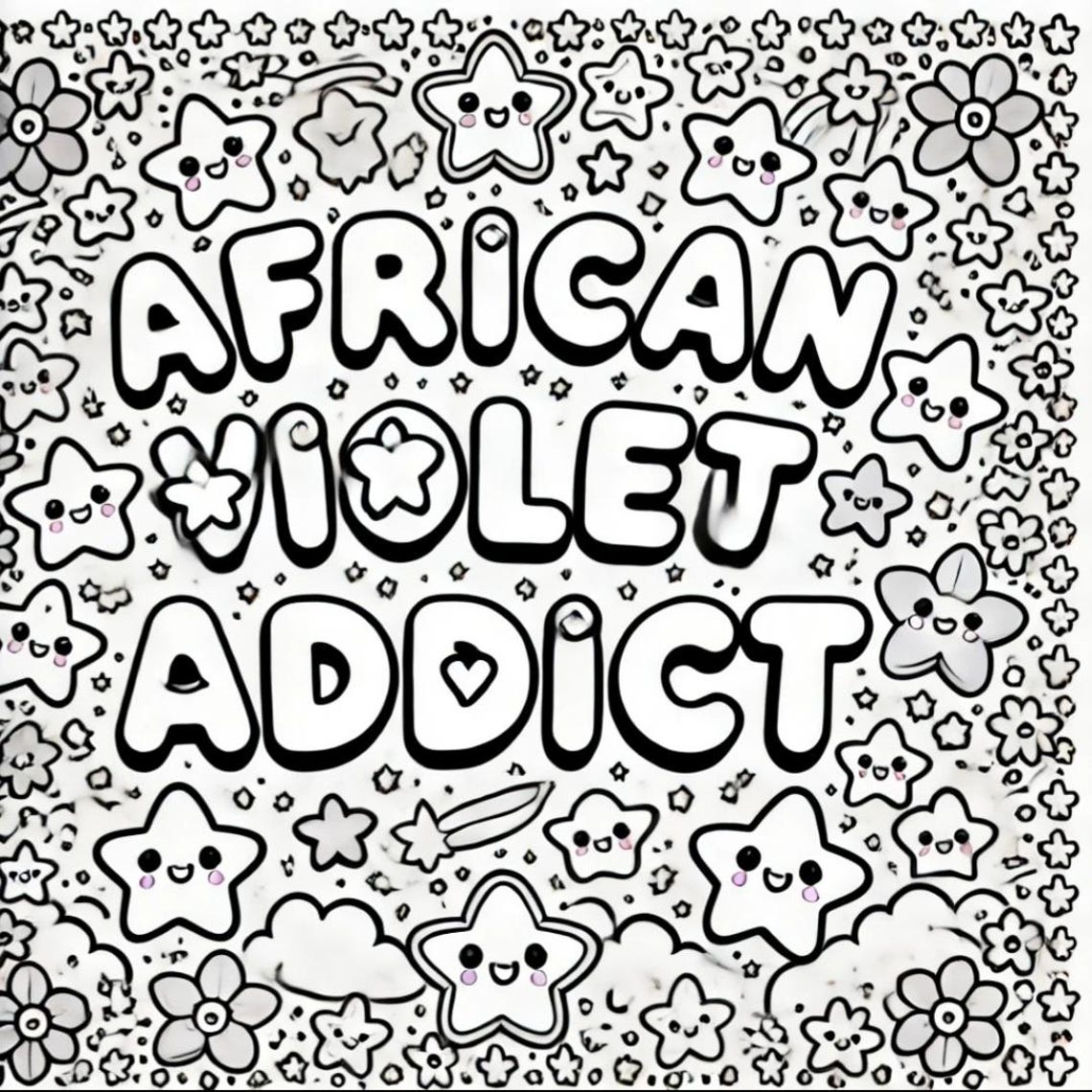 African Violet Coloring Book: Floral Art, Plant Lover Gift (digital ...