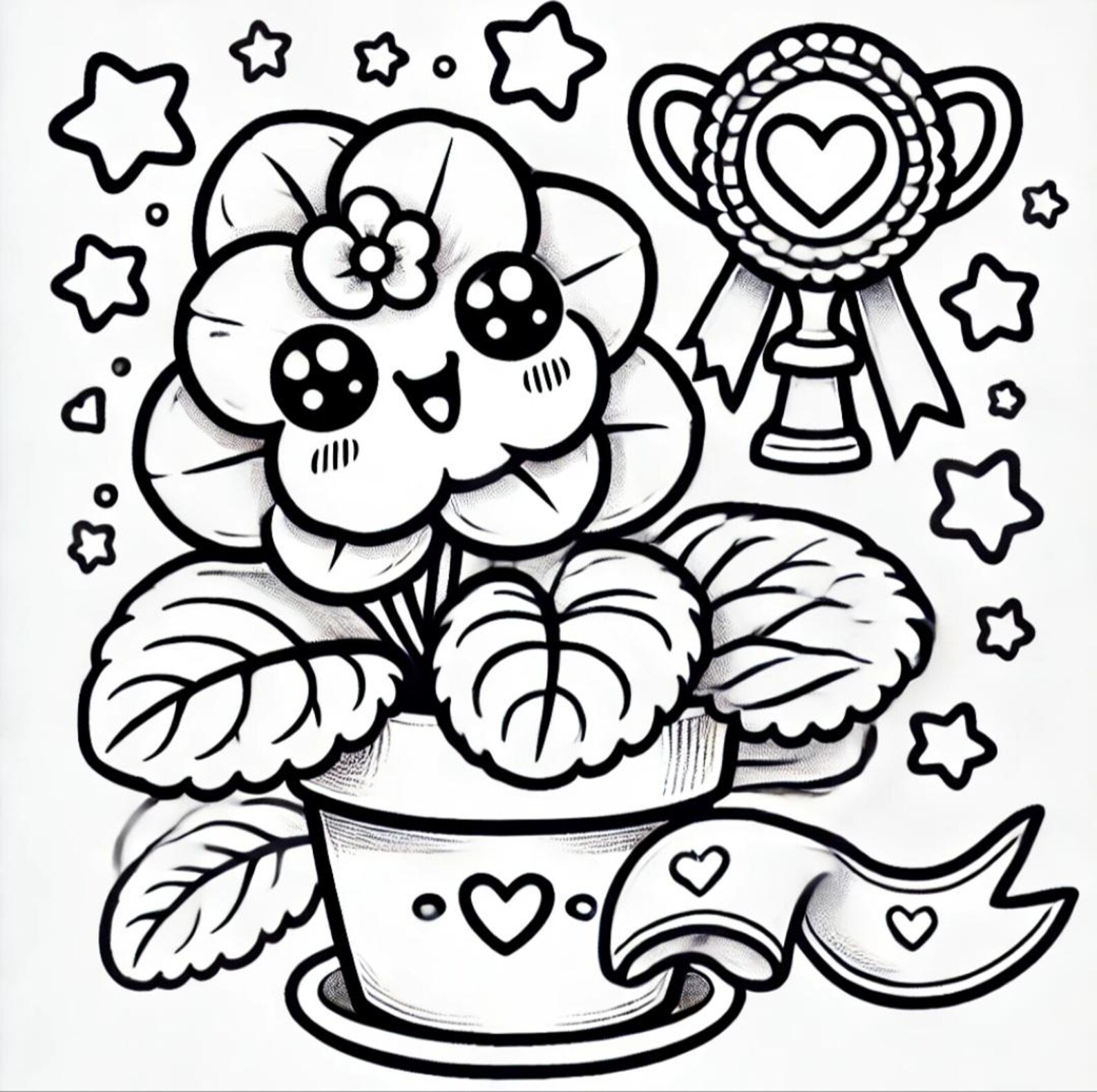 African Violet Coloring Book: Floral Art, Plant Lover Gift (digital ...
