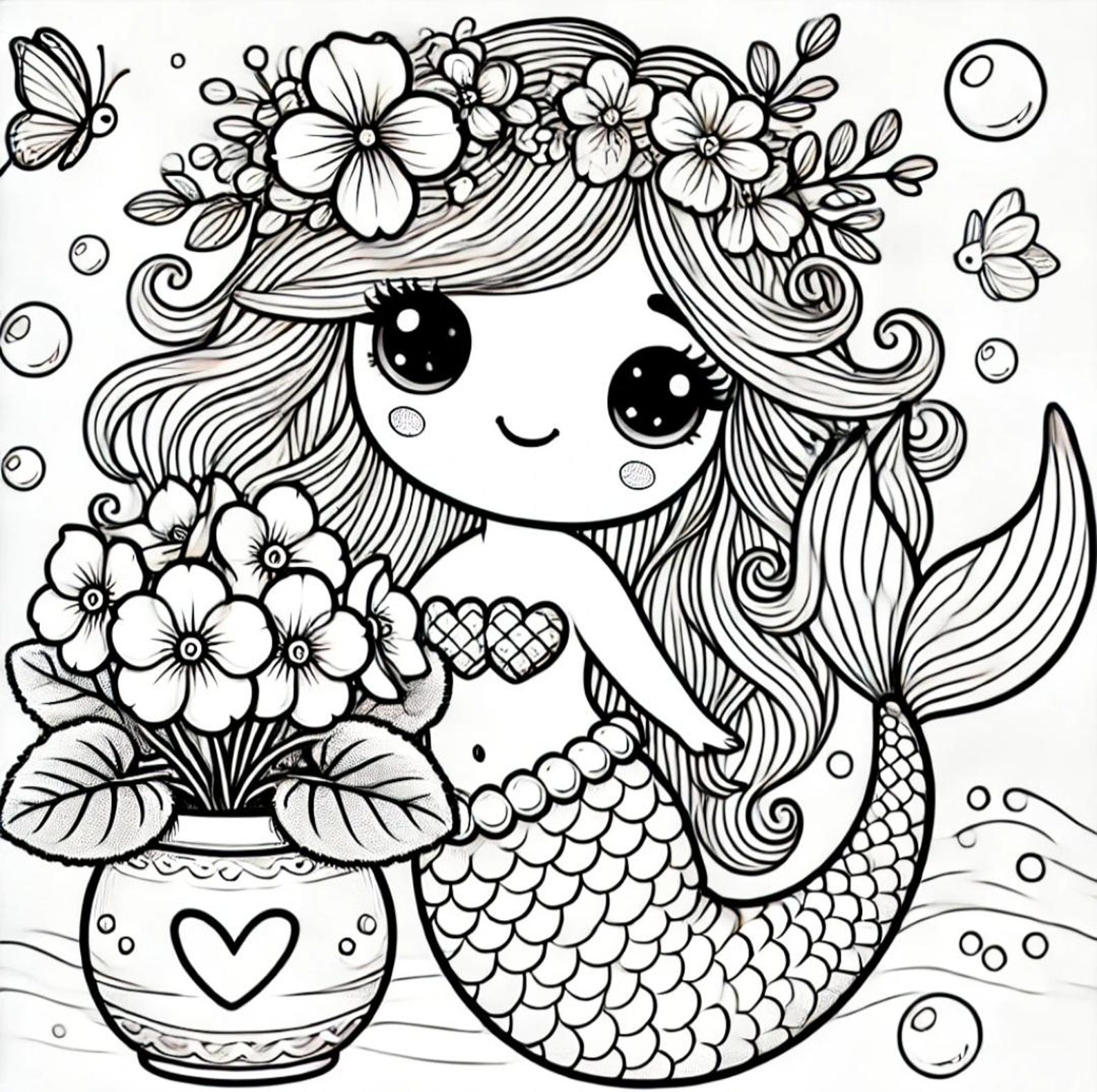 African Violet Coloring Book: Floral Art, Plant Lover Gift (digital ...