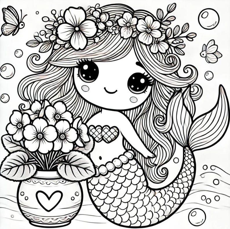 African Violet Coloring Book: Floral Art, Plant Lover Gift (digital ...