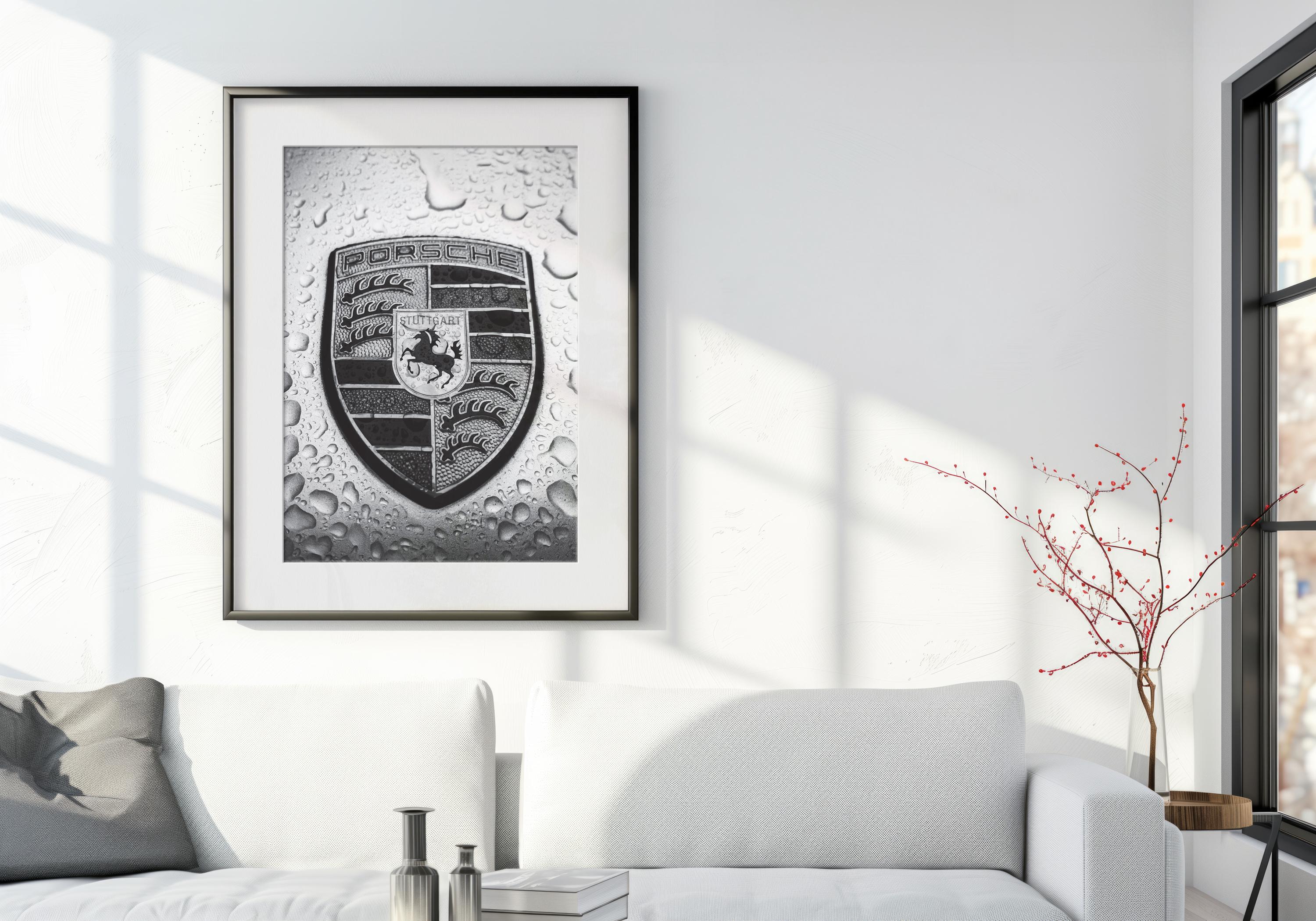 Porsche Logo Wall Art Luxury Car Emblem Print, Automotive Poster for ...