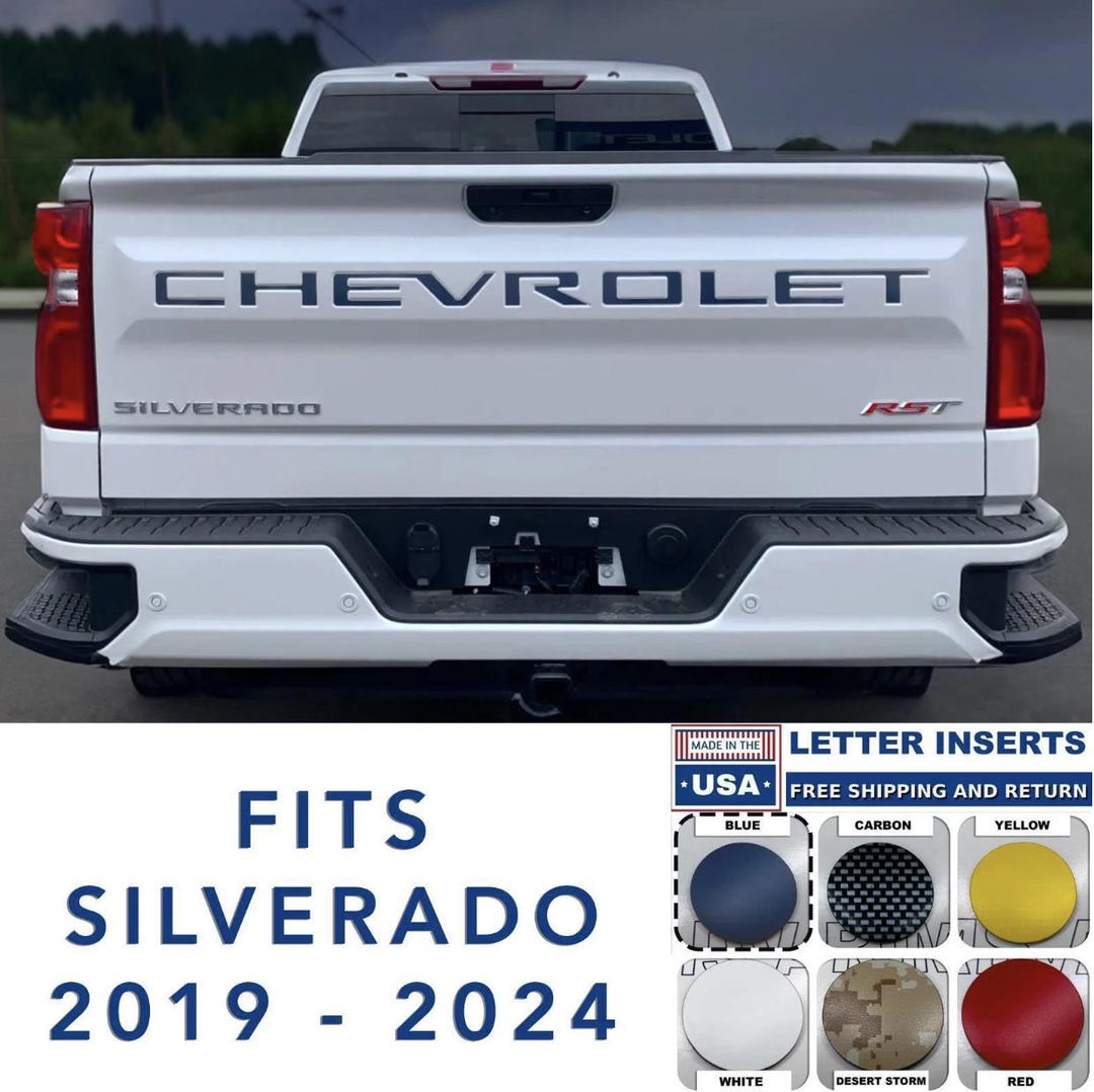 BLUE Plastic Letters Inserts Fits Silverado Tailgate 2019 2020 2021 ...