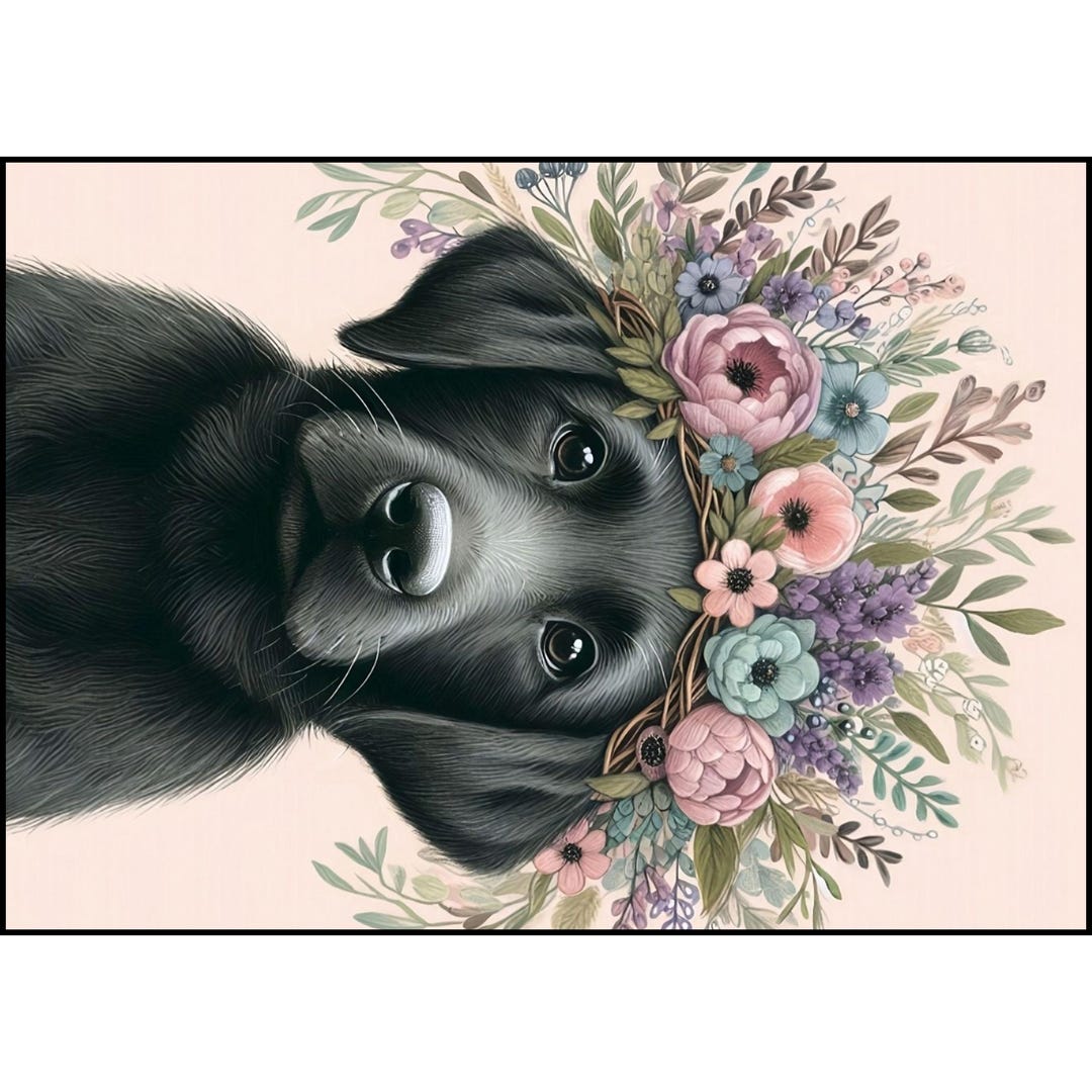 Woven Blanket, Black Labrador Floral Dog Blanket, Puppy Print Throw ...