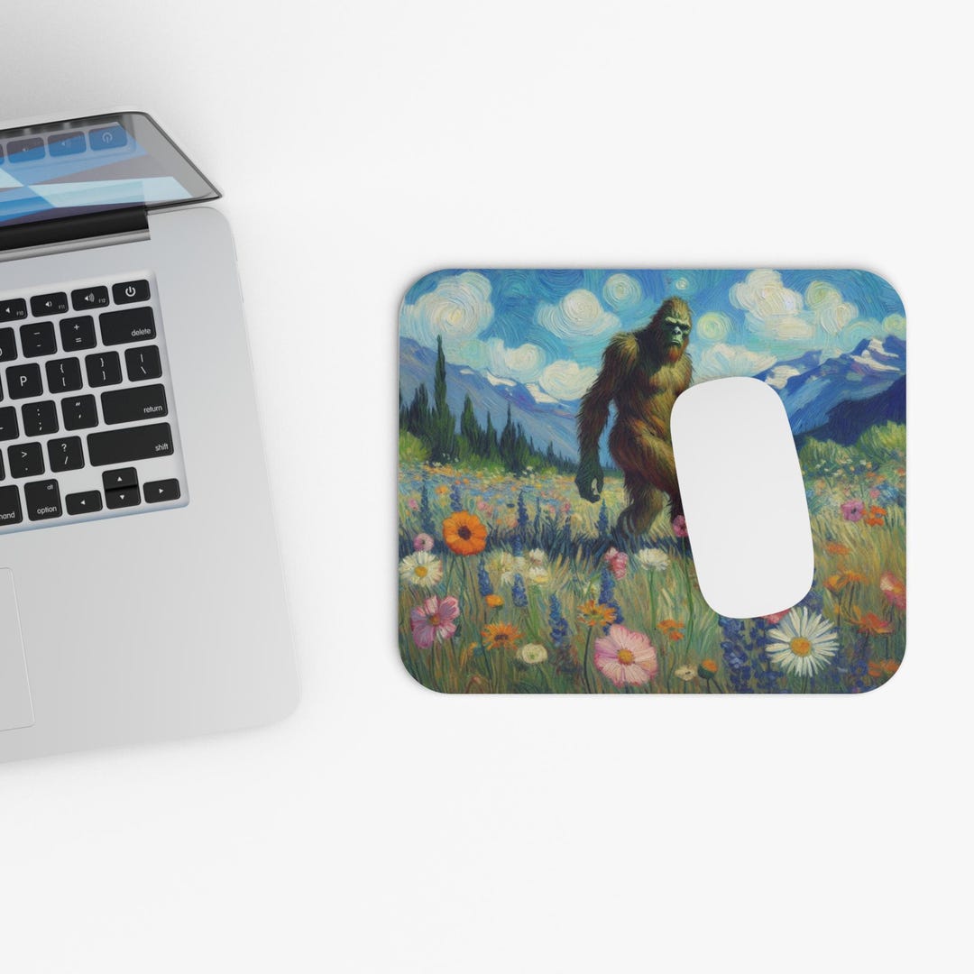 Whimsical Big Foot Wildflower Van Gogh Style Painting Mouse Pad ...