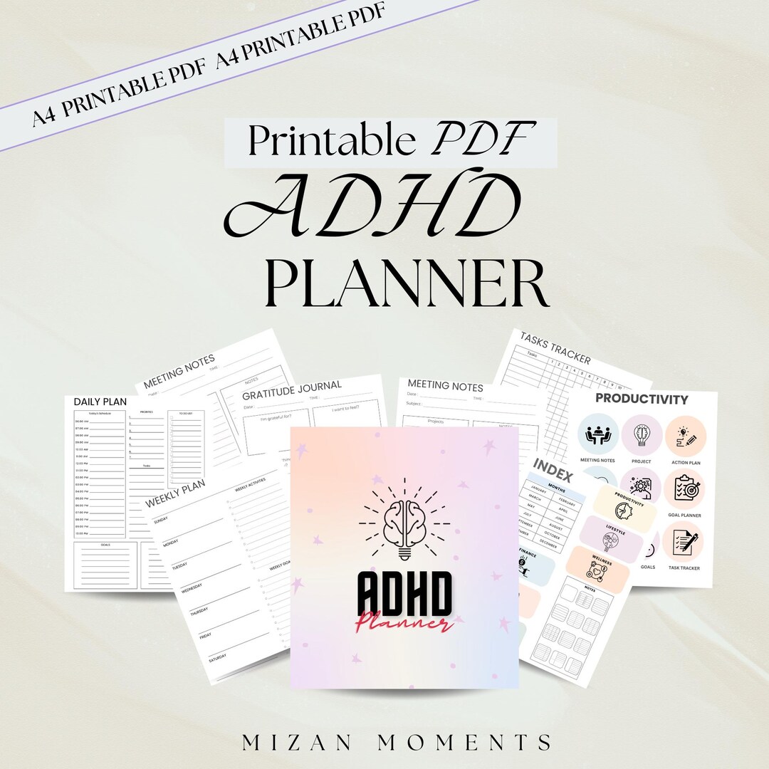 ADHD Planner | Printable Digital Planner for Focus & Productivity ...