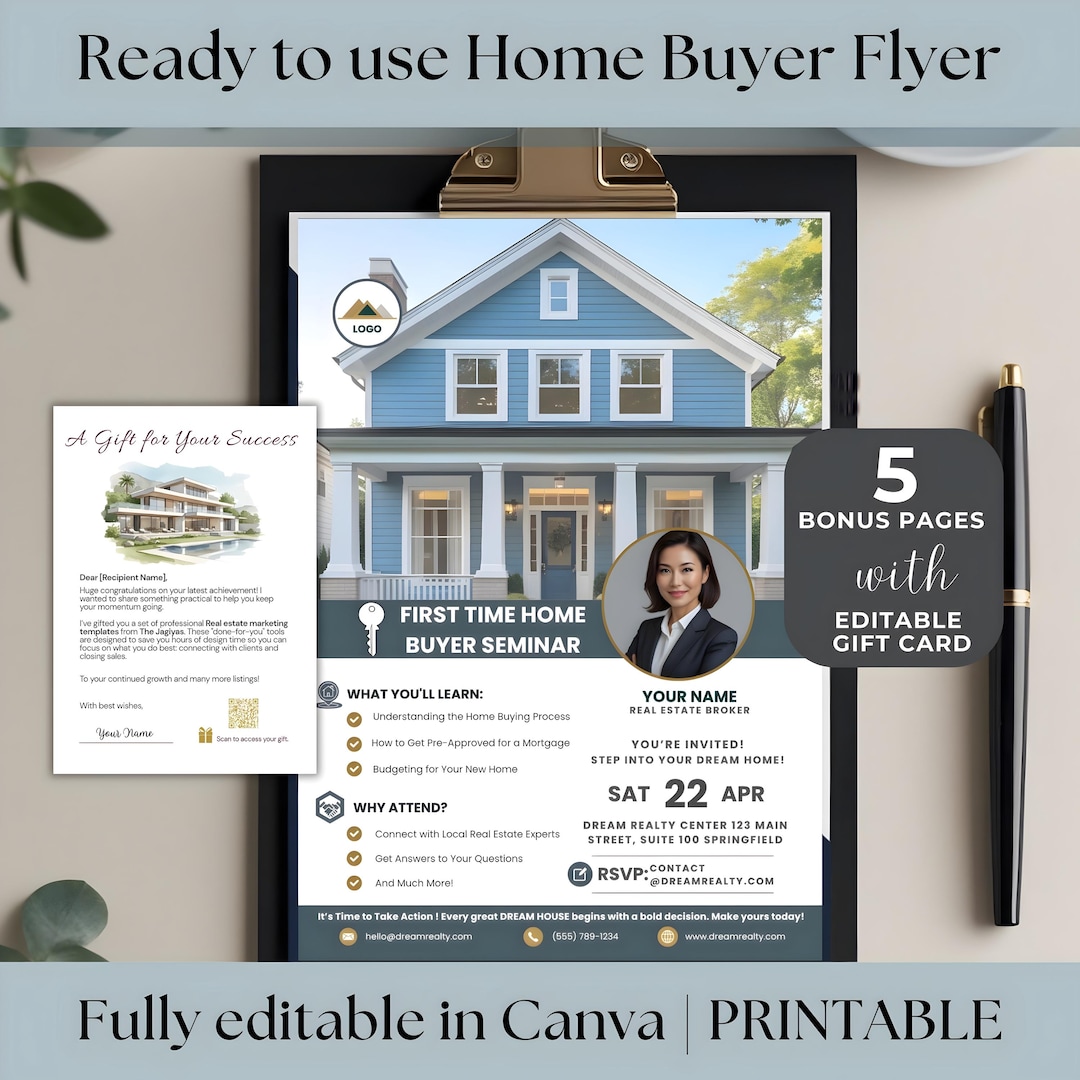 Realtor Seminar Flyer Just Listed Poster Modern Blue Luxury Real Estate ...
