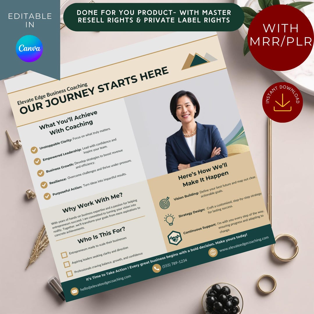 Business Coach Flyer, Customizable Canva Template, Coaching Toolkit ...