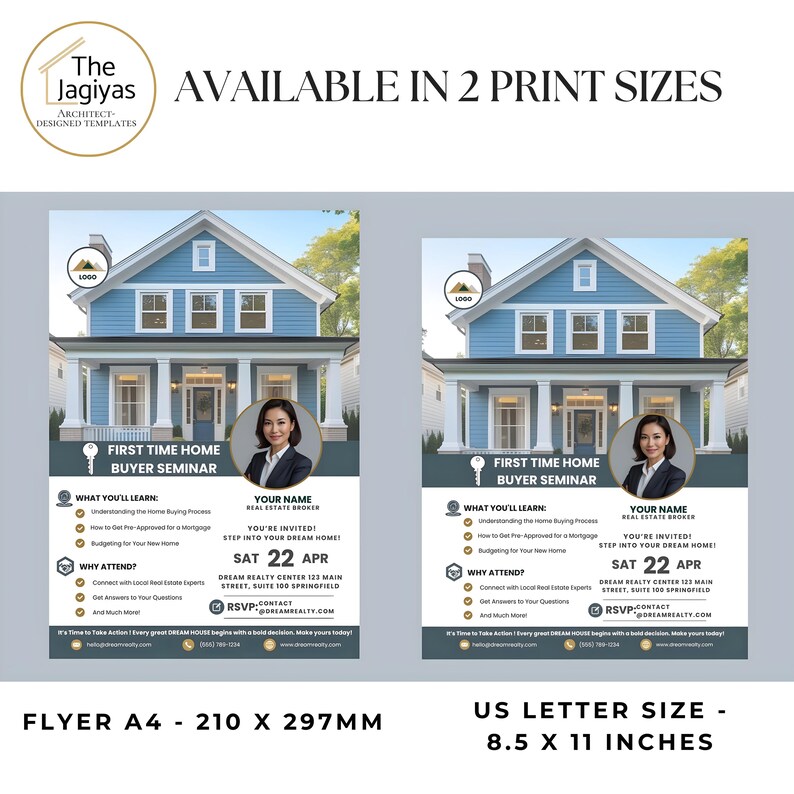 Realtor Seminar Flyer Just Listed Poster Modern Blue Luxury Real Estate ...