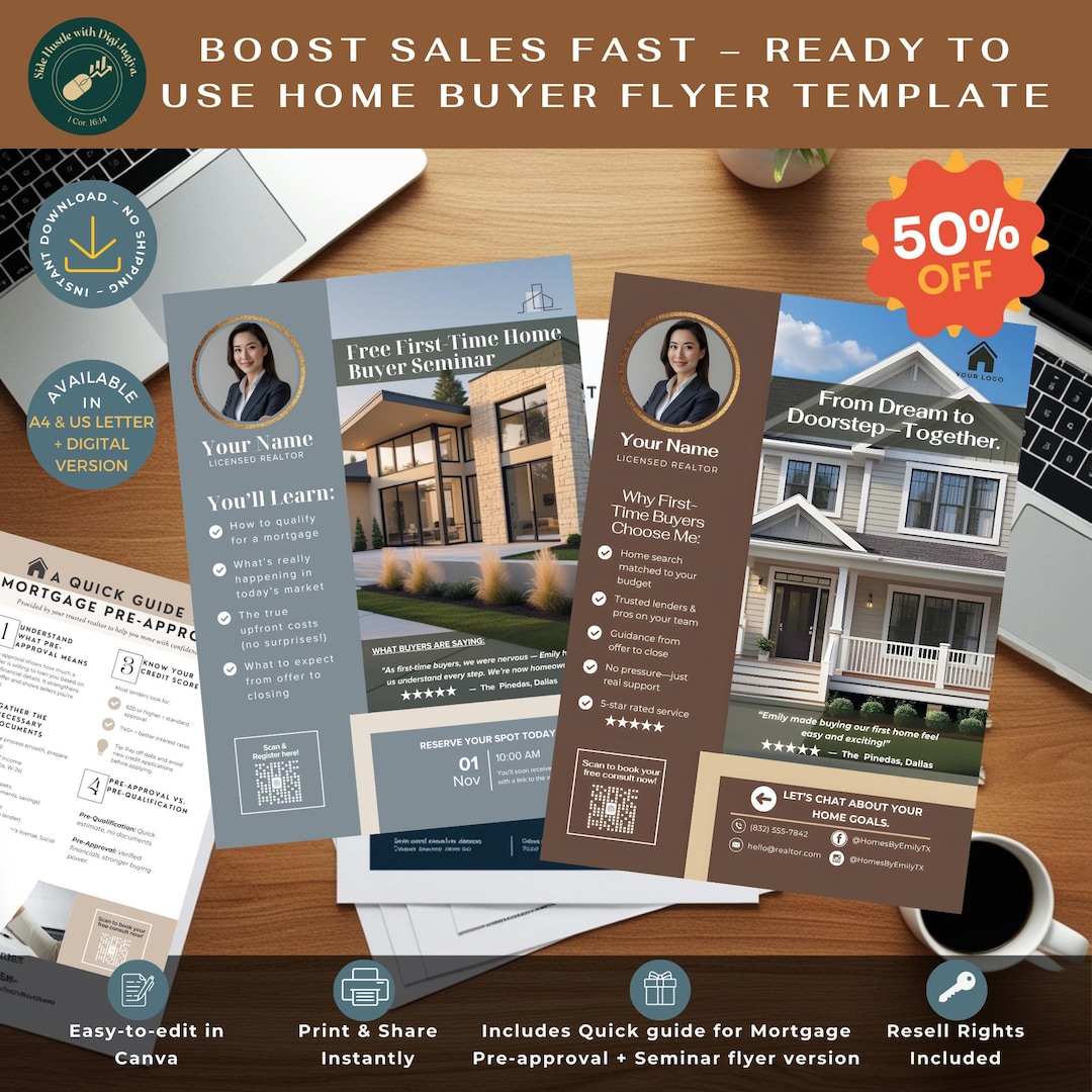 Realtor Home Buyer Flyer Template | Editable Canva Real Estate ...