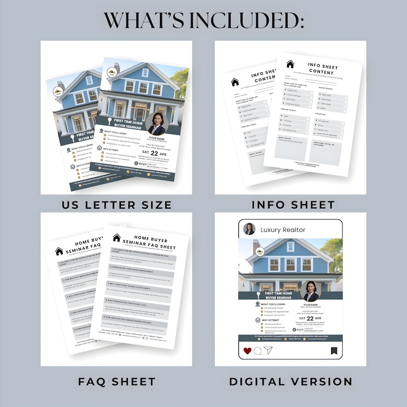 Realtor Seminar Flyer Just Listed Poster Modern Blue Luxury Real Estate ...