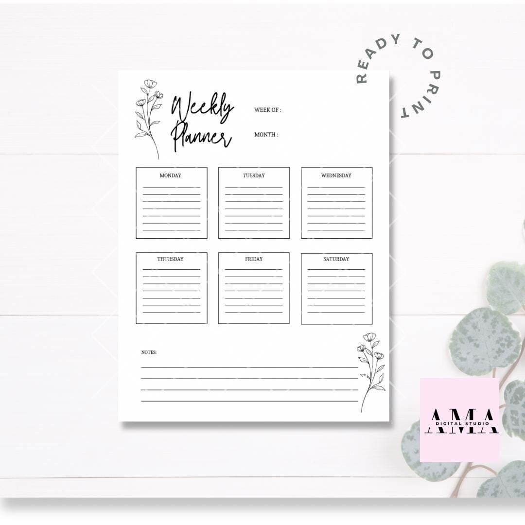 Weekly Planner Simple || Ready to Print || Digital Download || Planner ...