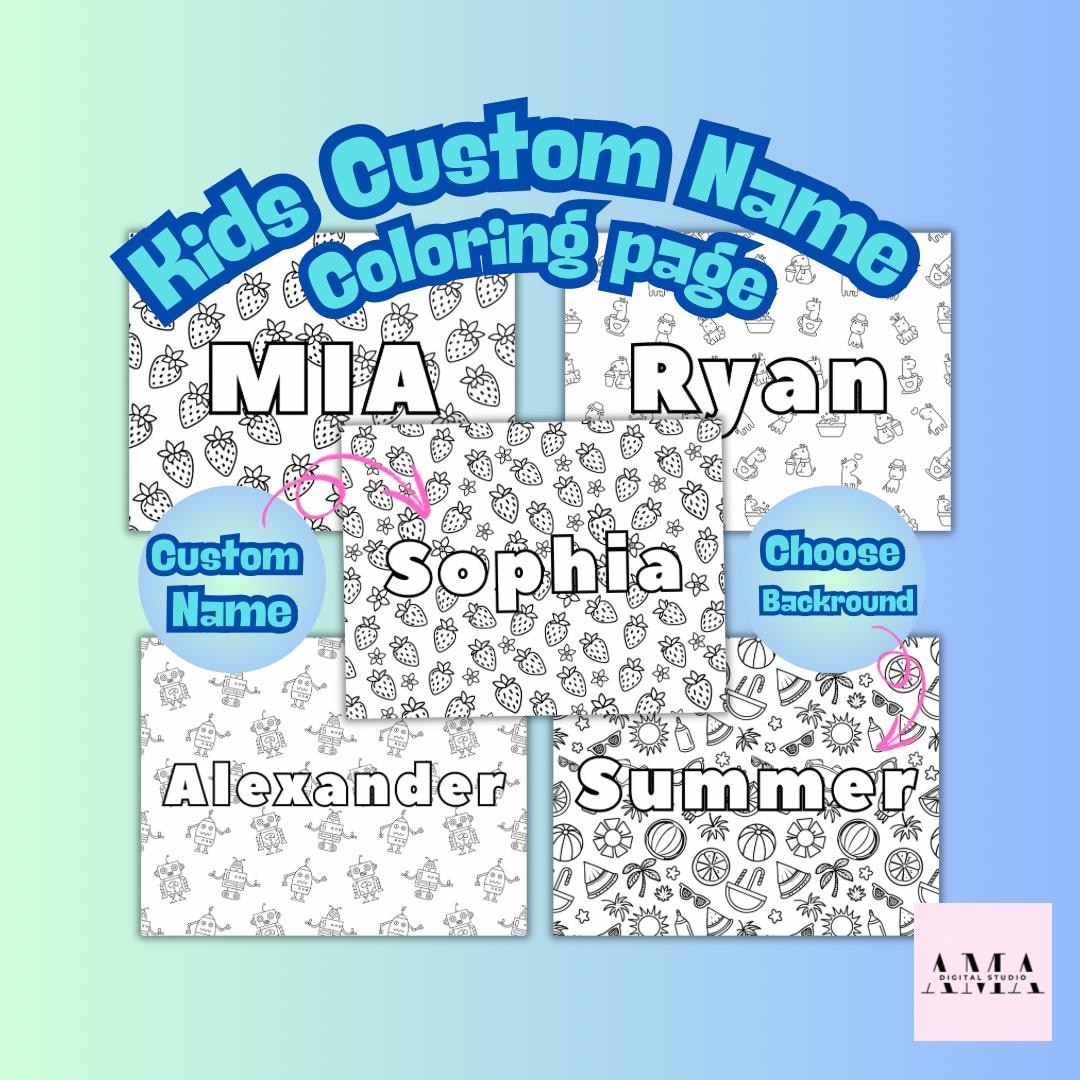 Kids Customized Name Coloring Worksheet || Digital Download ...
