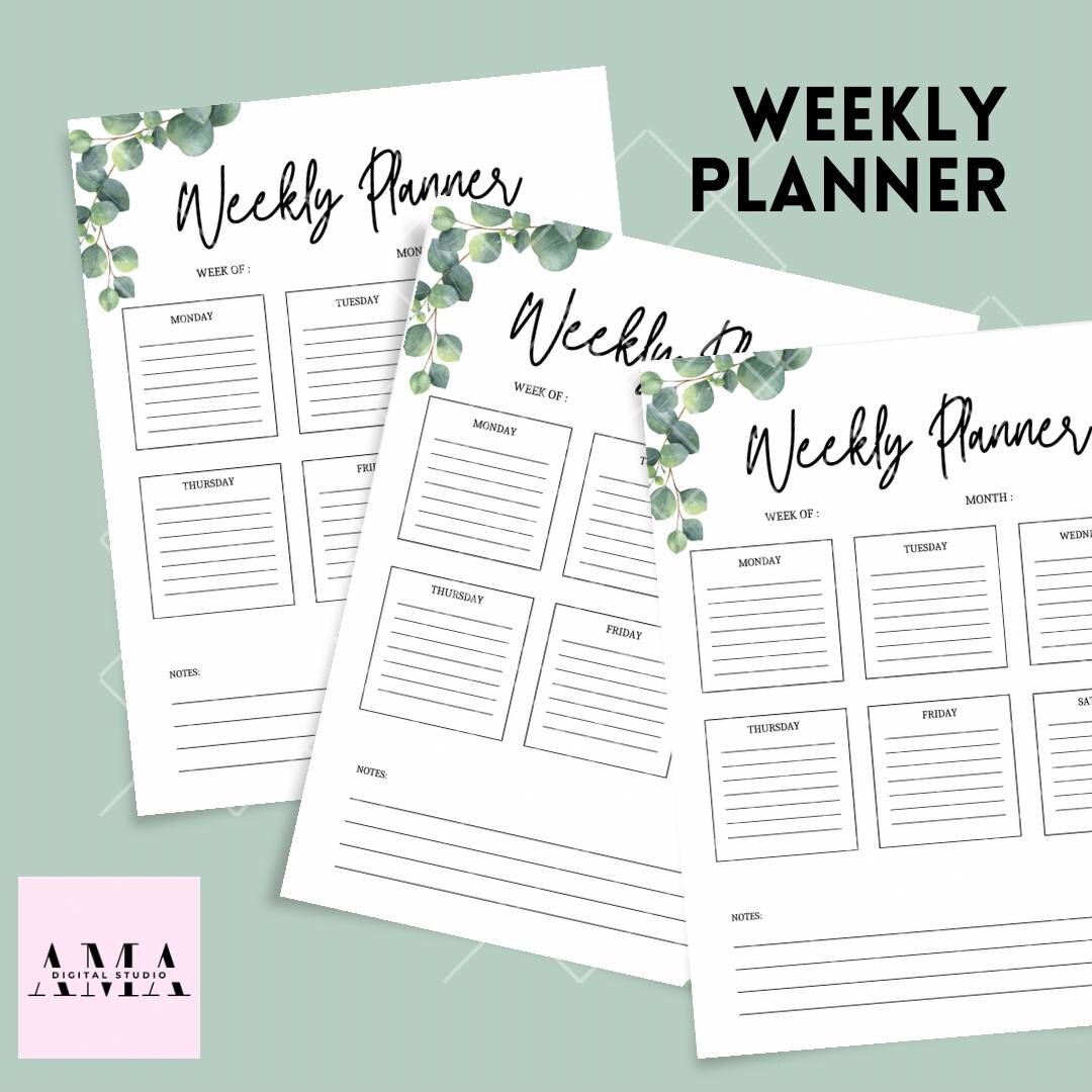 Weekly Planner Eucalyptus Ready to Print Digital Download Planner - Etsy