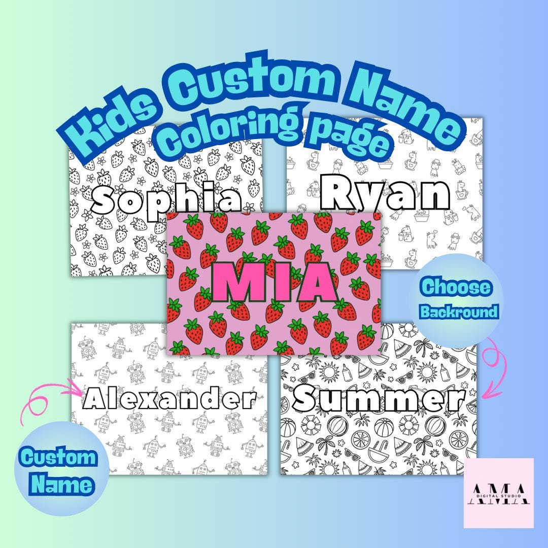 Kids Customized Name Coloring Worksheet || Digital Download ...