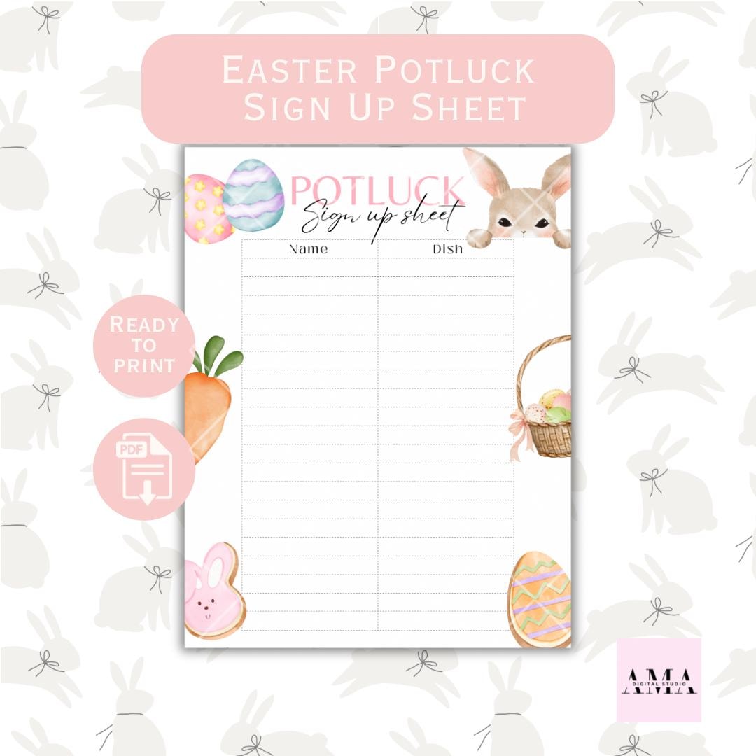 Easter Potluck Sign up Sheet || Ready to Print || Digital Download ...
