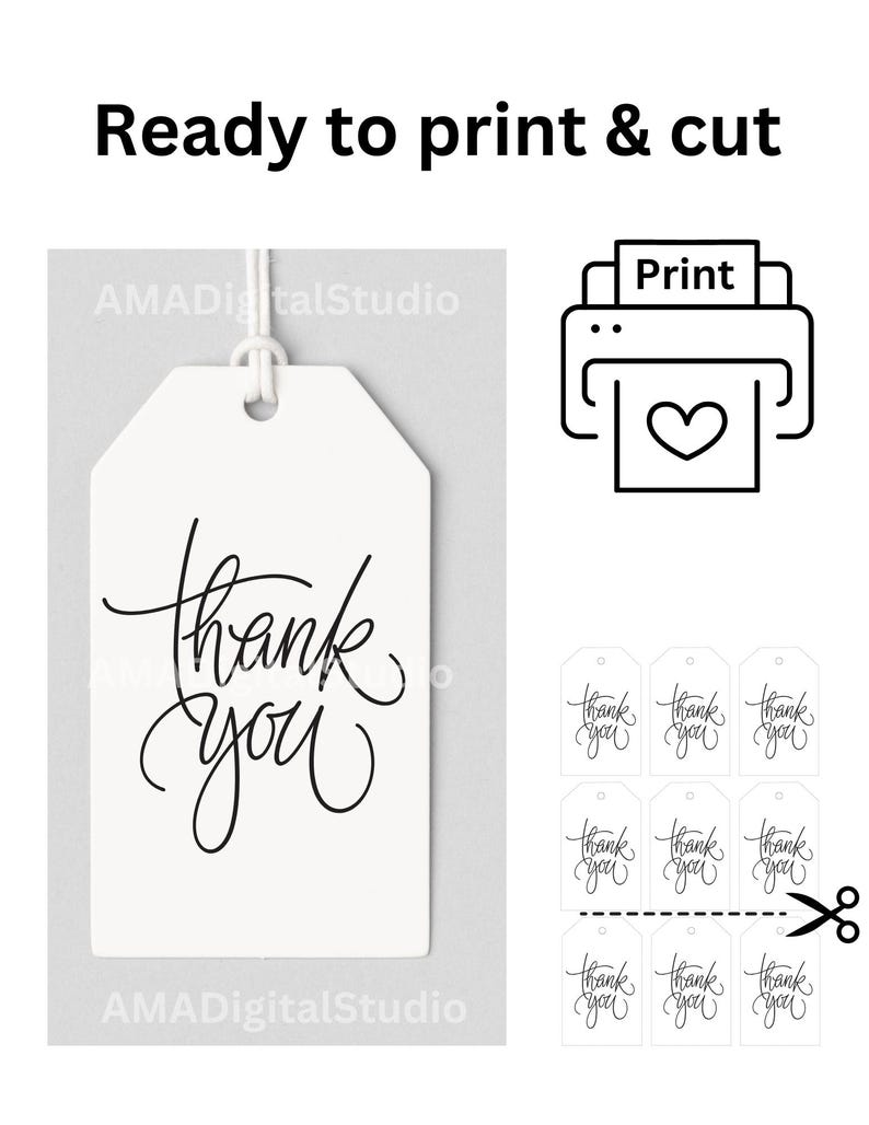 Thank You Tags|| Printable || Digital Download || Ready to Print & Cut ...