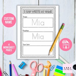 Kids Customized Name Tracing Practice Worksheets || Digital Download ...