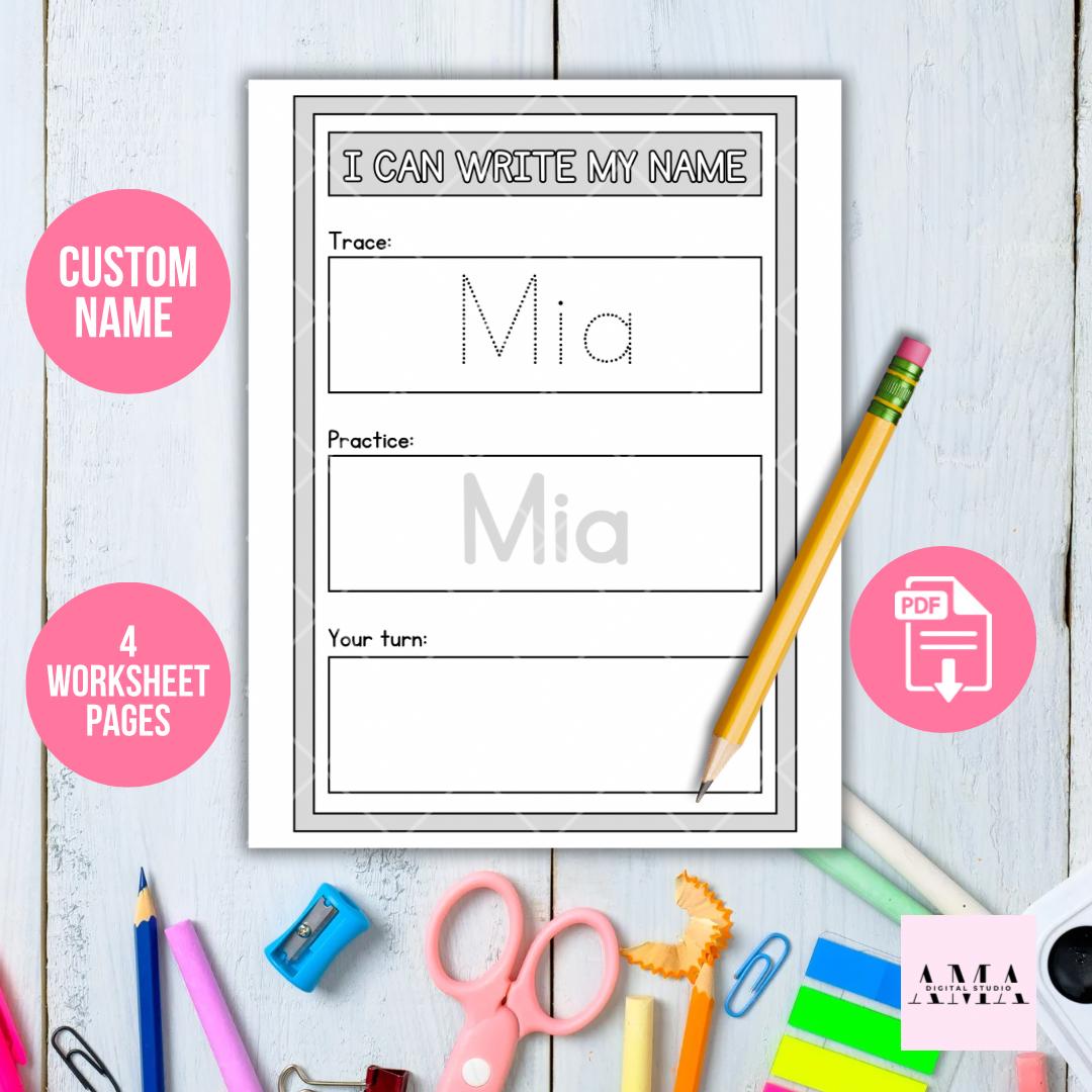 Kids Customized Name Tracing Practice Worksheets || Digital Download ...