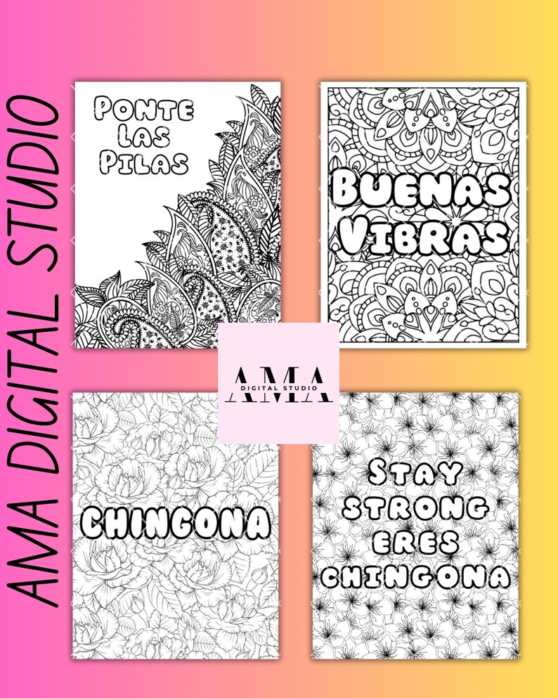 Spanish/english Motivation Adult Coloring Pages || Latino || Hispanic ...