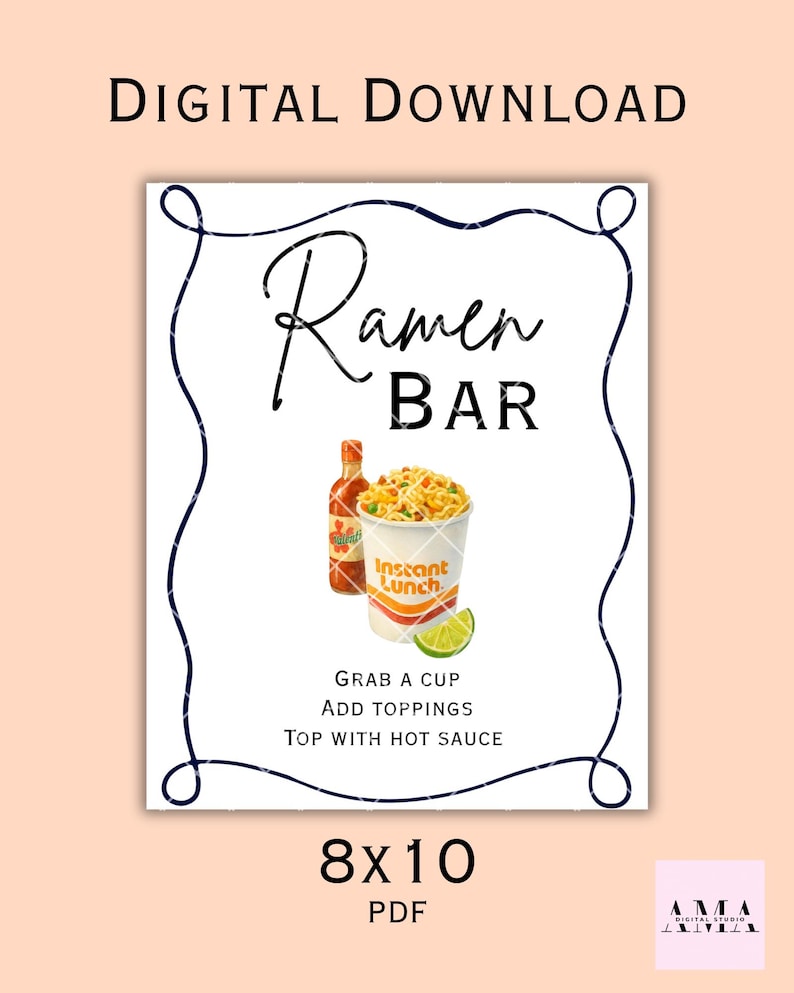 Ramen Bar Sign Ready to Print 8x10 Digital Download Sign Maruchan Bar ...