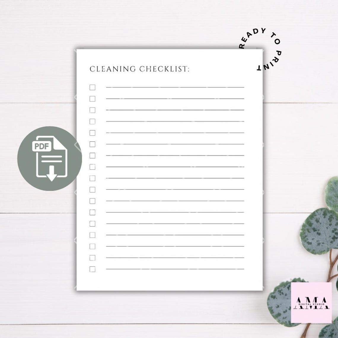 Cleaning Checklist || Ready to Print || Digital Download || Planner ...