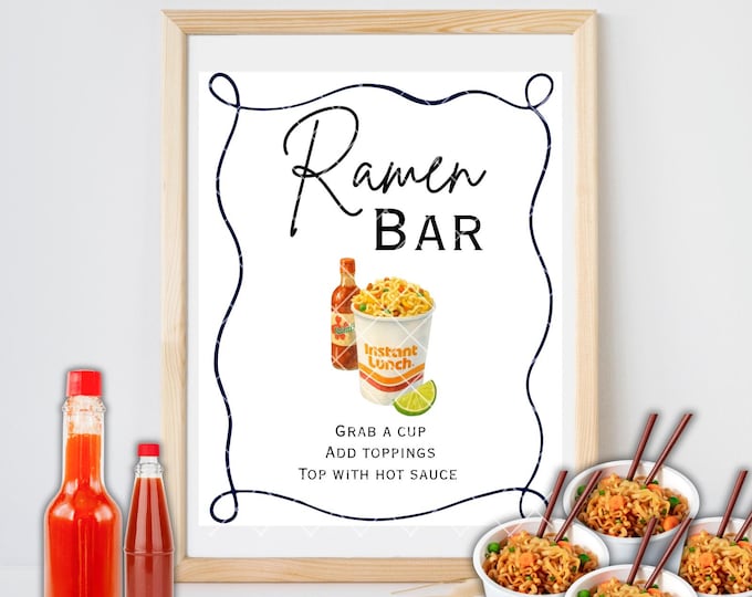 Ramen Bar Wedding Sign | Editable Canva Template | Printable Food ...