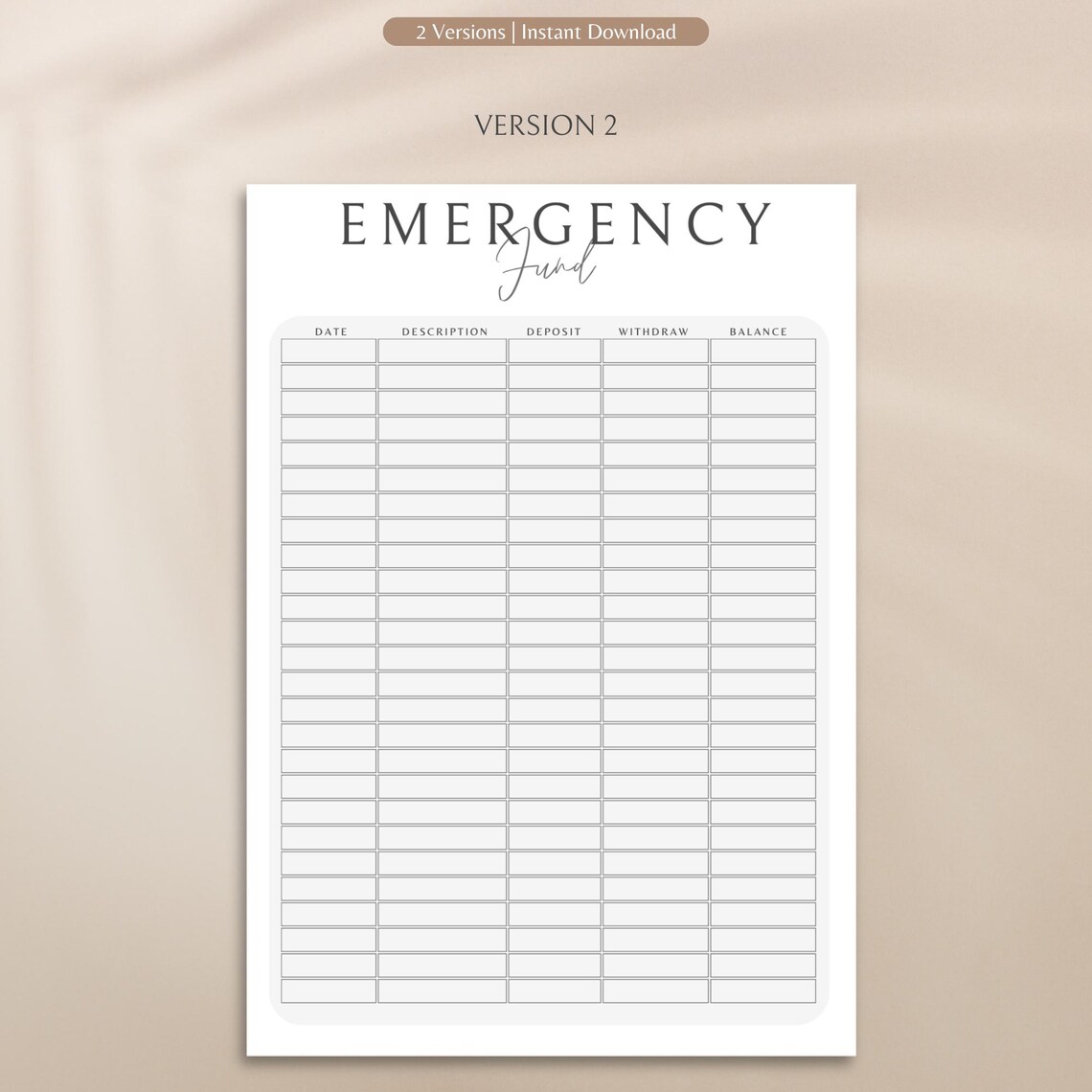 Emergency Funds Tracker Printable | Financial Planner | Instant ...