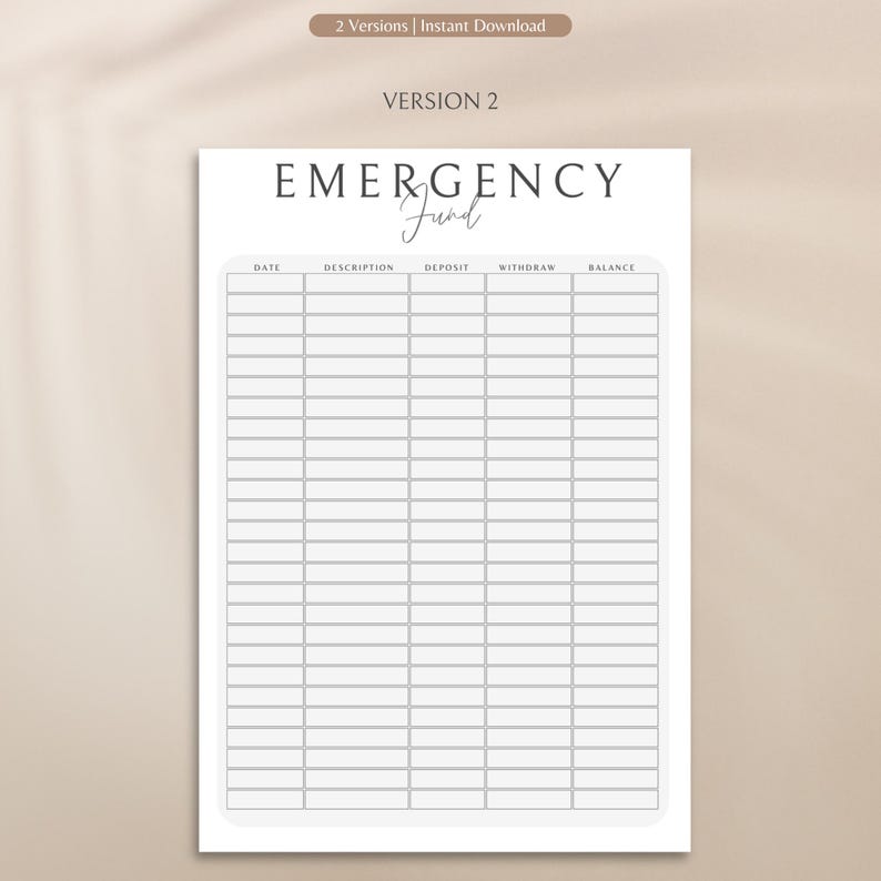 Emergency Funds Tracker Printable | Financial Planner | Instant ...