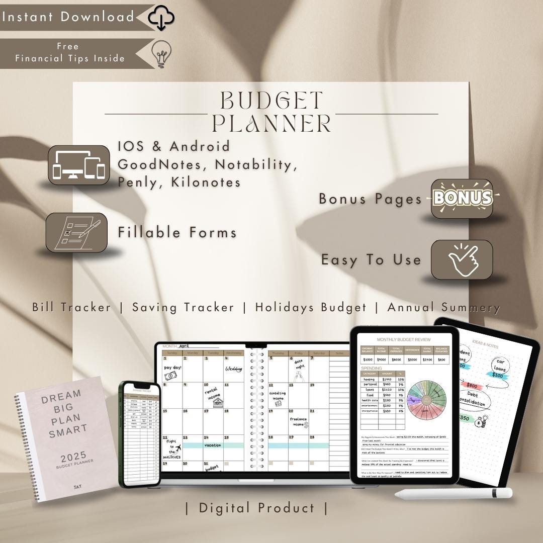 2025 Digital Budget Planner Budget Template Monthly Budget Budgeting ...