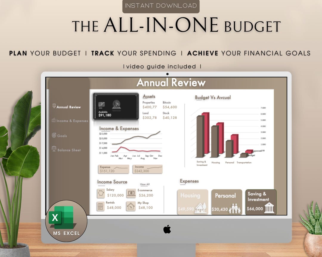 The ALL-IN-ONE Excel Budget Template | Monthly Budget Spreadsheet ...