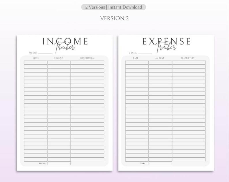 Income & Expense Tracker, Monthly Budget Template Printable, Financial ...