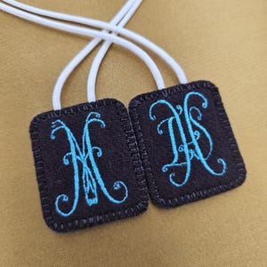 Embroidered Brown Scapular*100% Woven Wool*virgin Mary*jesus Ihs ...