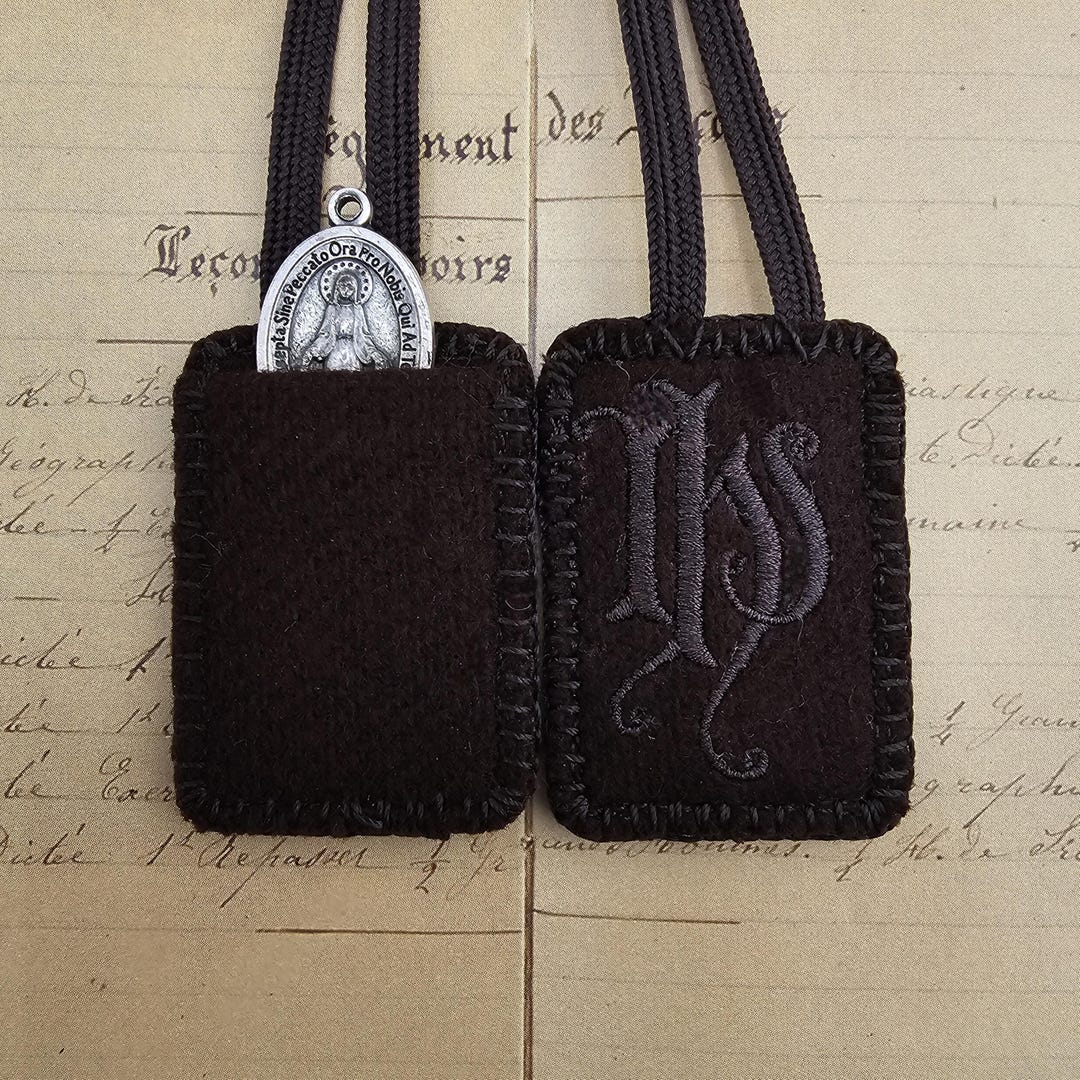 Pocket Scapular for Medalsembroidered Brown 100% Woven Wool ...