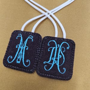 Embroidered Brown Scapular*100% Woven Wool*virgin Mary*jesus Ihs ...