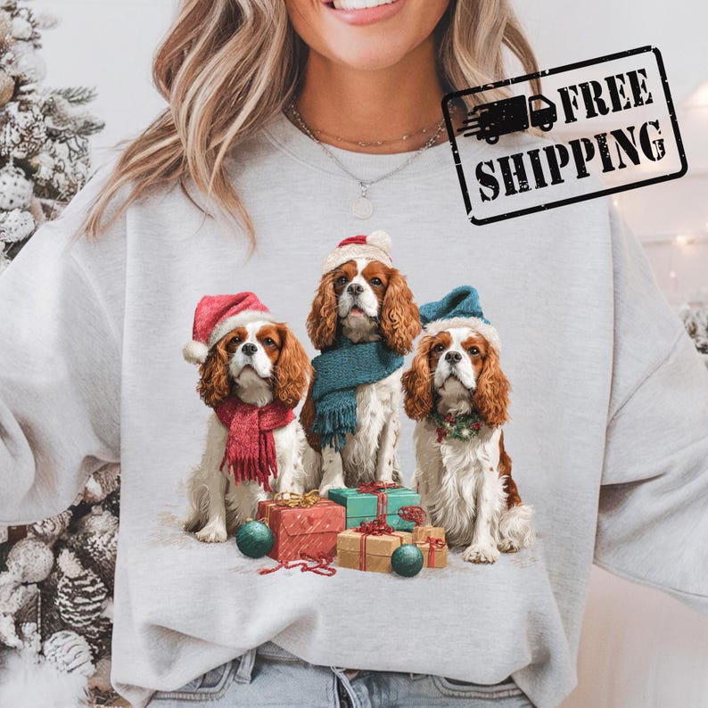 Cavalier King Charles Spaniel Christmas Shirt, Cute Dog Holiday Tee ...