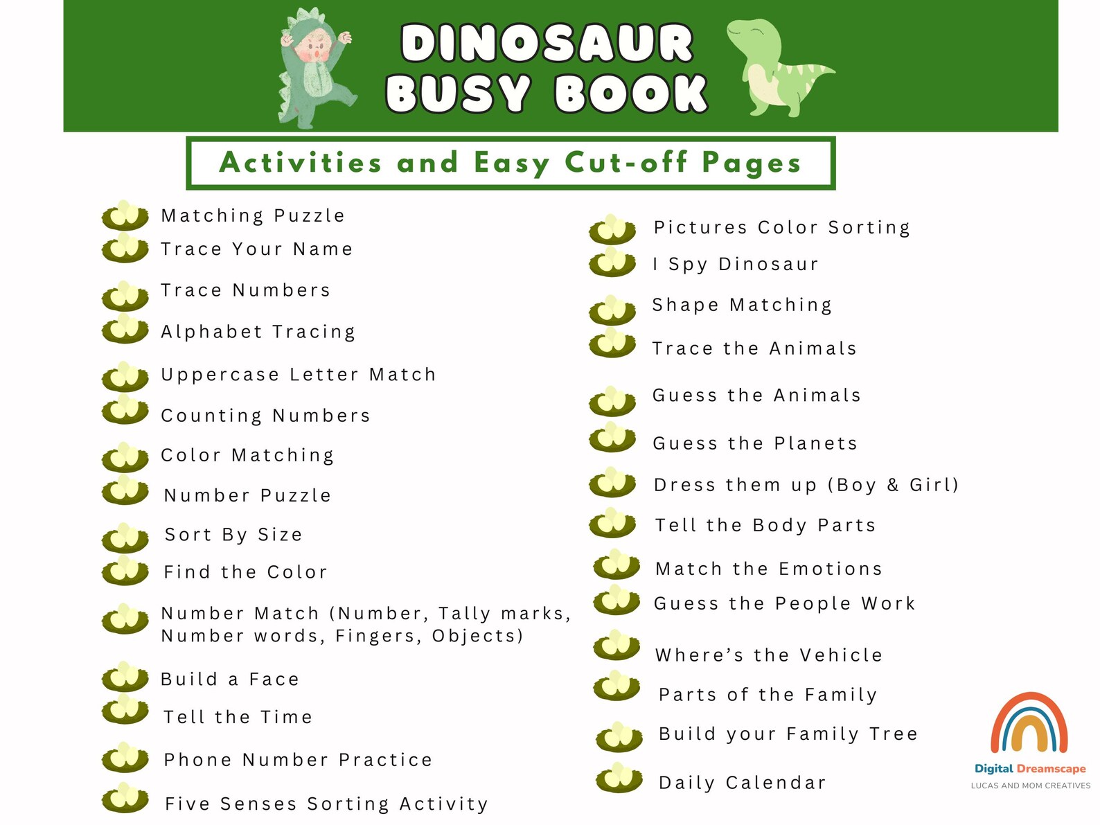 Dinosaur Busy Book | Toddler Busy Board Toddler Quiet Books Kids Quiet ...