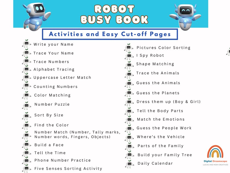 Busy Book Printable | Preschool Activities Homeschool Resources Kids ...