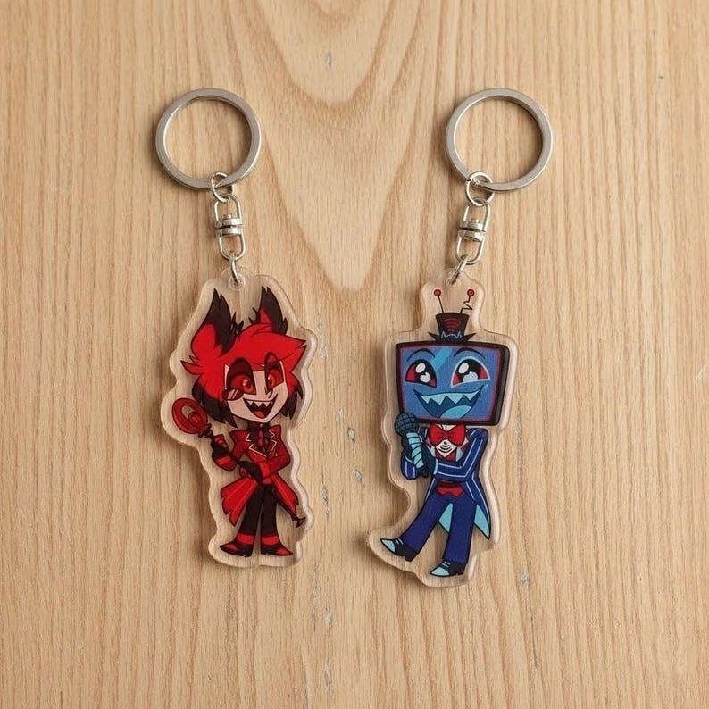 Hazbin Hotel Alastor Vox Acrylic Keychain, Alastor Demon Keychain, Vox ...