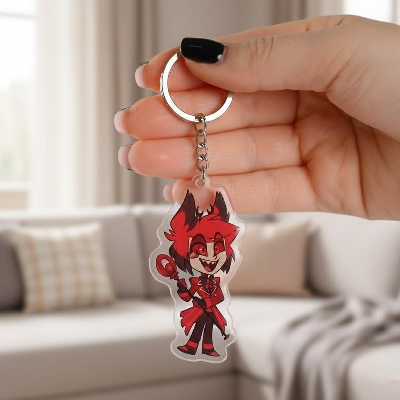 Hazbin Hotel Alastor Vox Acrylic Keychain, Alastor Demon Keychain, Vox ...