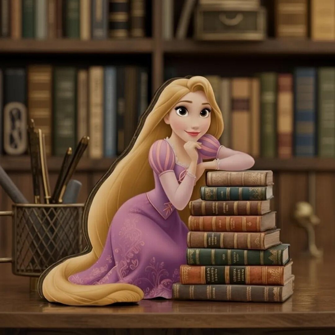 2D FLAT Rapunzel Princess With Books Wooden Block, Disney Princess ...