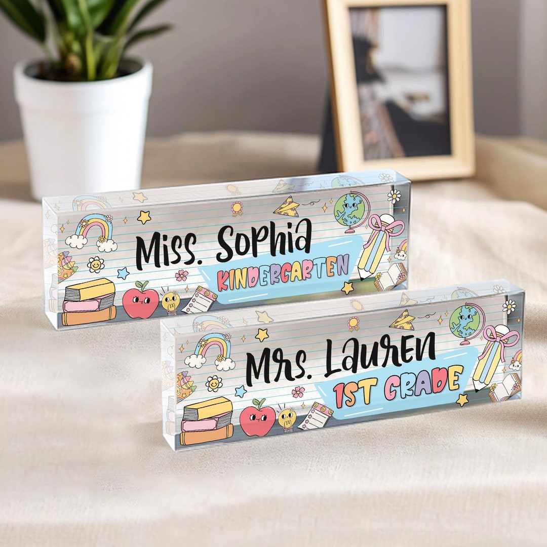 Personalized Teacher Desk Name, Teacher Acrylic Plaque, Teacher Gifts ...